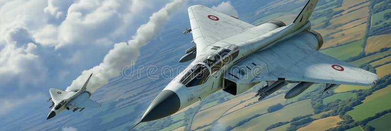 Fighter Jet. Two Planes Fighting in the Air Stock Illustration ...