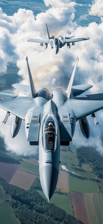 Fighter Jet. Two Planes Fighting in the Air Stock Illustration ...