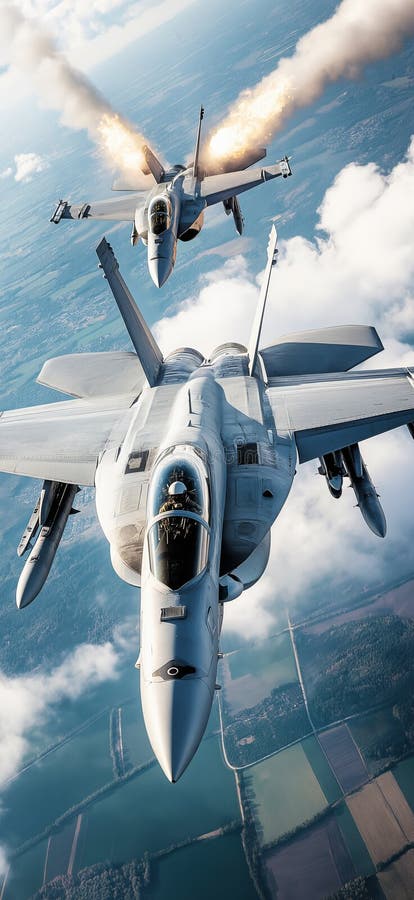 Fighter Jet. Two Planes Fighting in the Air Stock Illustration ...