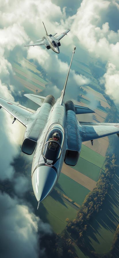 Fighter Jet. Two Planes Fighting in the Air Stock Illustration ...