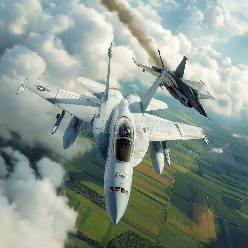 Fighter Jet. Two Planes Fighting in the Air Stock Illustration ...