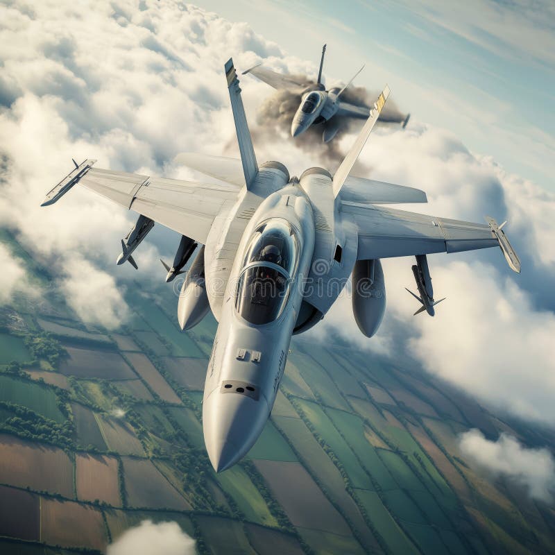 Fighter Jet. Two Planes Fighting in the Air Stock Illustration ...