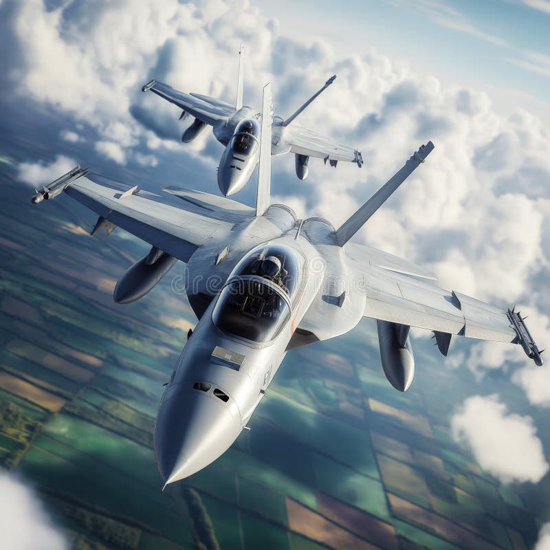 Fighter Jet. Two Planes Fighting in the Air Stock Illustration ...