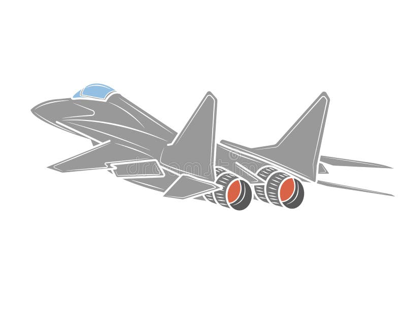 Fighter Jet Vector Illustration Isolated on White Background. Vector ...