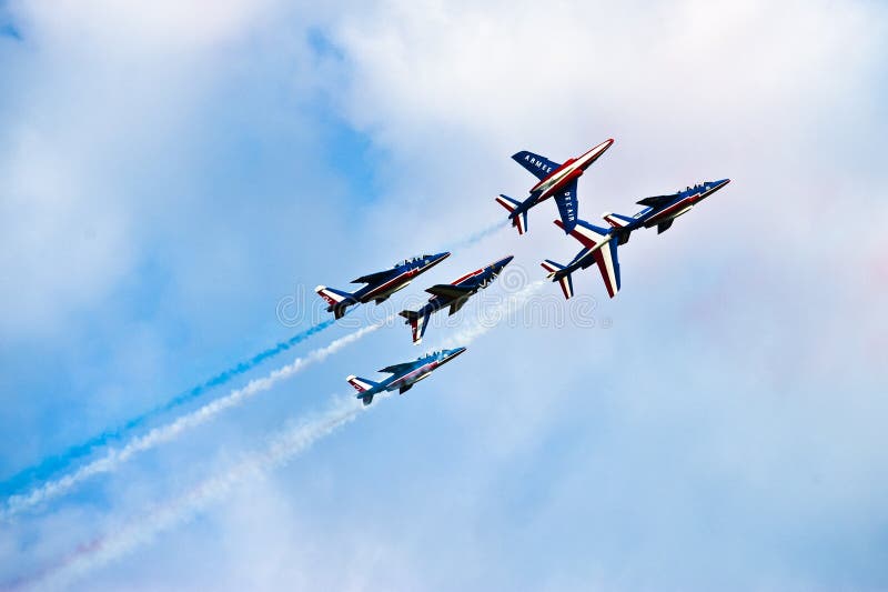 Fighter Jets during Acrobation Stock Image - Image of aerial, stunt ...