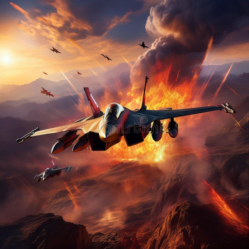 Fighter jets in action stock illustration. Illustration of aviation ...