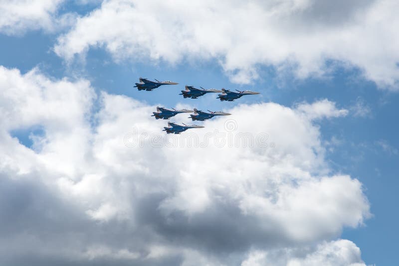 Fighter jets in airshow stock photo. Image of exhibition - 66482576