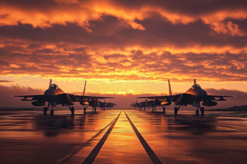 Fighter Jets Aligned Runway Sunset Stock Photos - Free & Royalty-Free Stock Photos from Dreamstime