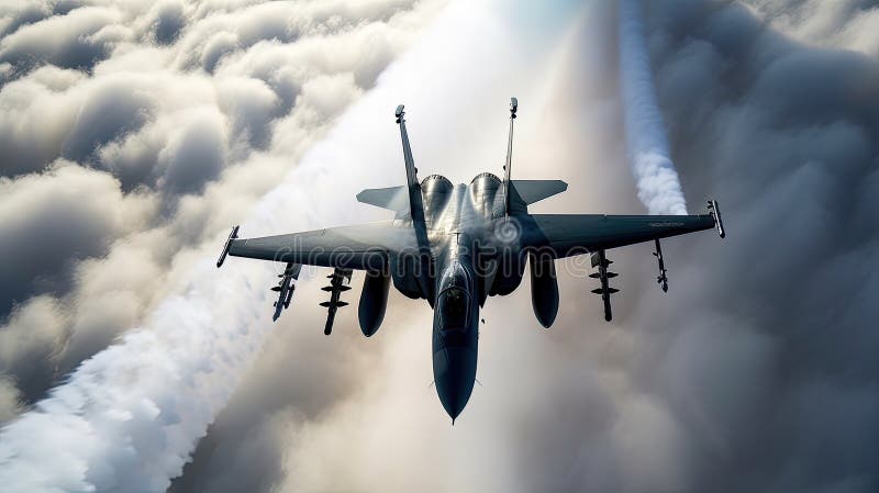 Fighter Jets Flying in a Military Combat Zone. Bomber Plane with ...