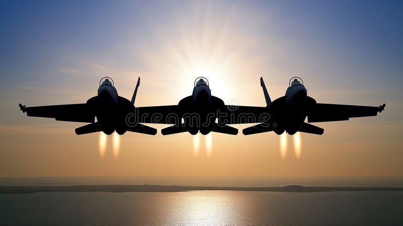 Fighter Jets Perform a Dynamic Display Over the Ocean, Launching ...