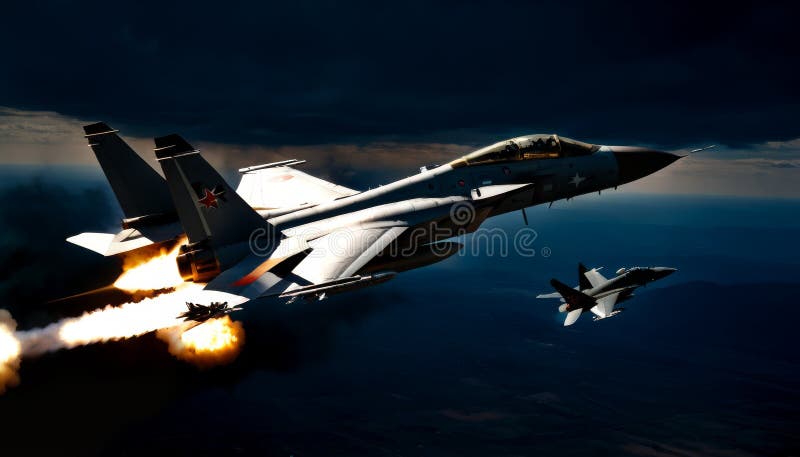 Fighter Jets Performing Maneuvers in the Sky Stock Photo - Image of ...