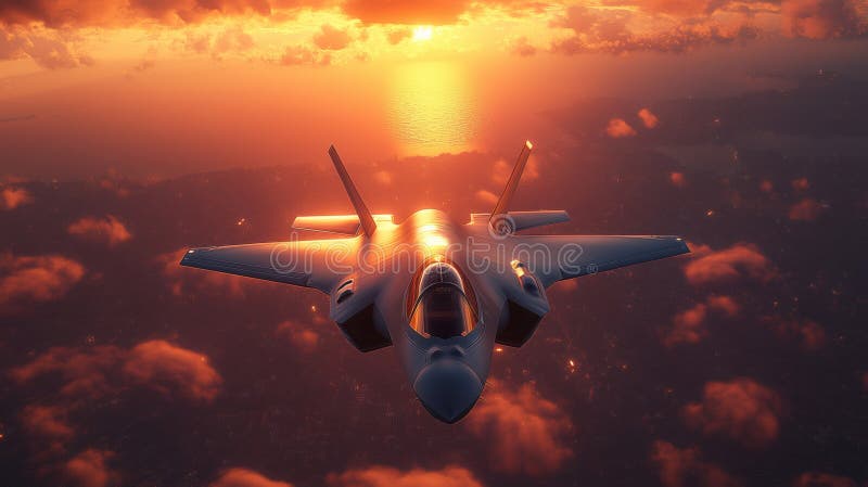 Fighter Jets Soaring Against a Vibrant Sunset Sky, Showcasing Powerful ...