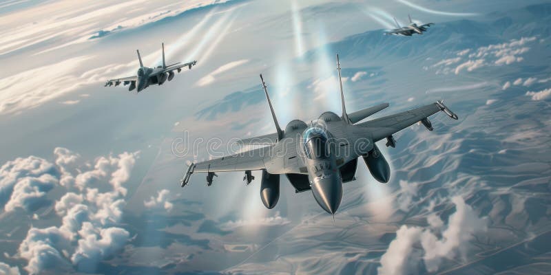 Fighter Jets Soaring through the Clouds. Created by Generative ...