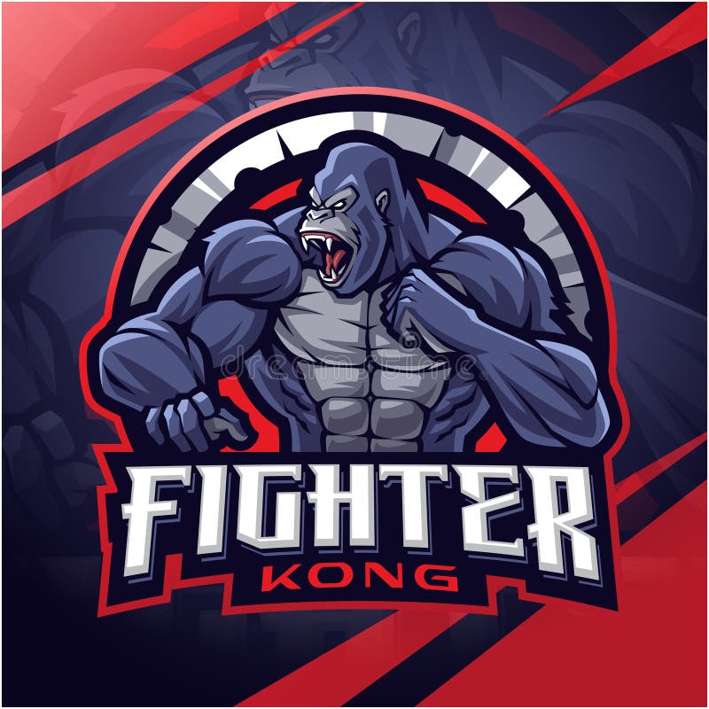 Fighter Kong Esport Mascot Logo Design Stock Vector - Illustration of ...
