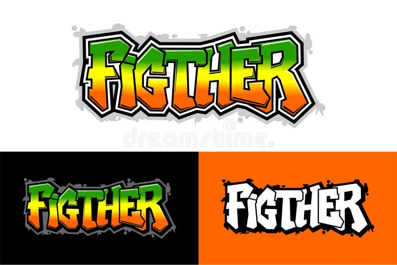 Fighter Lettering Word Graffiti Style Vector Design Stock Vector ...