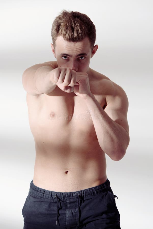 Fighter Man in Fighting Stance Stock Image - Image of wellbeing ...