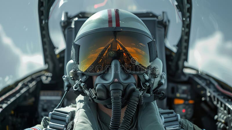 A Fighter Pilot in a Cockpit with Goggles Generative AI Stock Photo ...