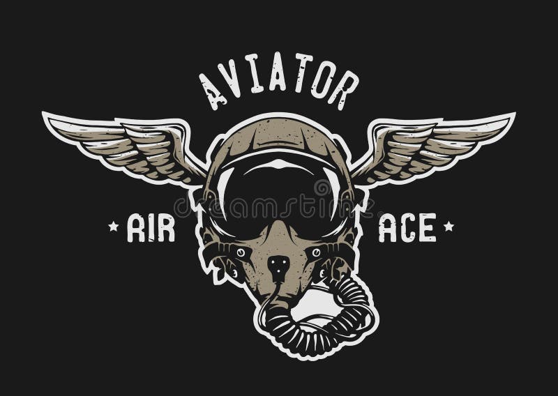 Fighter Pilot Helmet. stock vector. Illustration of emblem - 77350736