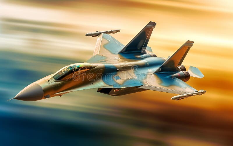 Fighter Plane Flying Fast on Sky Stock Illustration - Illustration of ...