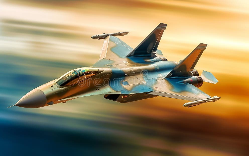 Fighter Plane Flying Fast on Sky Stock Illustration - Illustration of ...
