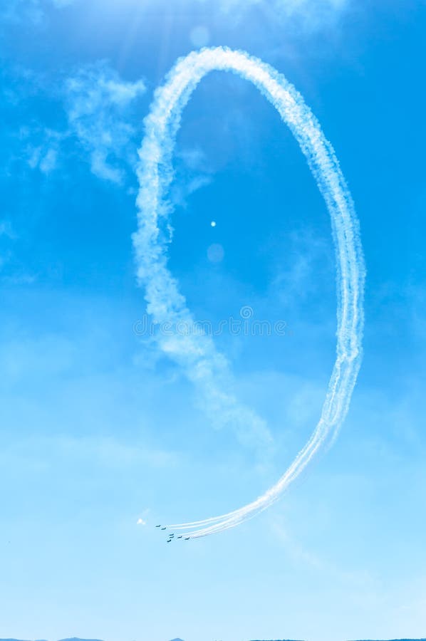 Fighter Plane Looping in Turbo Fly on the Sky Stock Photo - Image of ...