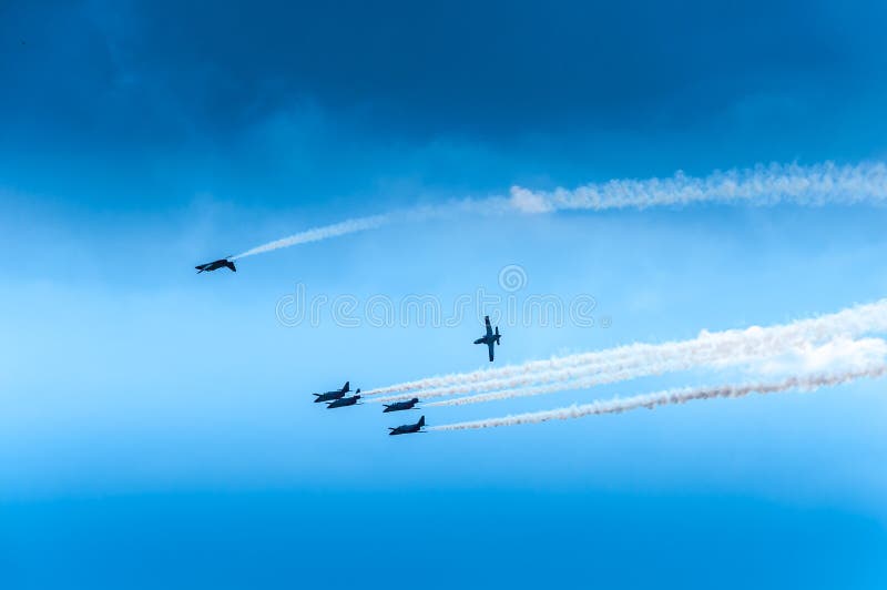Fighter Plane Looping in Turbo Fly on the Sky Stock Image - Image of ...