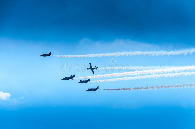 Fighter Plane Looping in Turbo Fly on the Sky Stock Photo - Image of ...