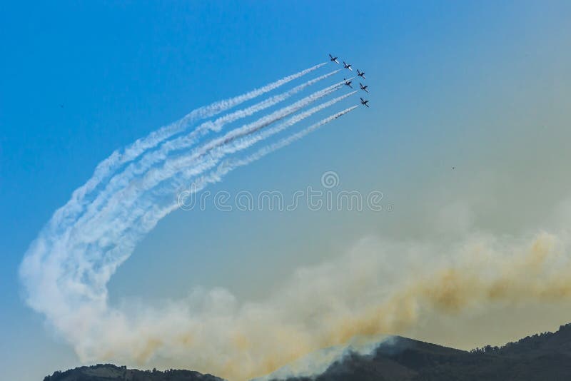 Fighter Plane Looping in Turbo Fly on the Sky Stock Image - Image of ...