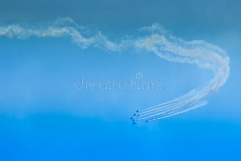 Fighter Plane Looping in Turbo Fly on the Sky Stock Photo - Image of ...