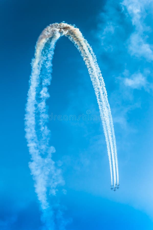Fighter Plane Looping in Turbo Fly on the Sky Stock Photo - Image of ...