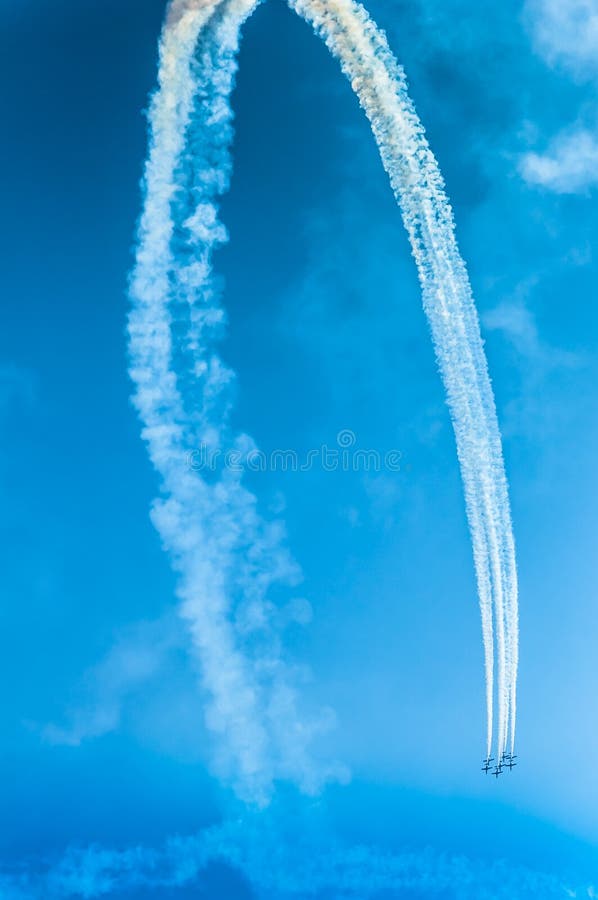 Fighter Plane Looping In Turbo Fly On The Sky Makes Heart Stock Image ...