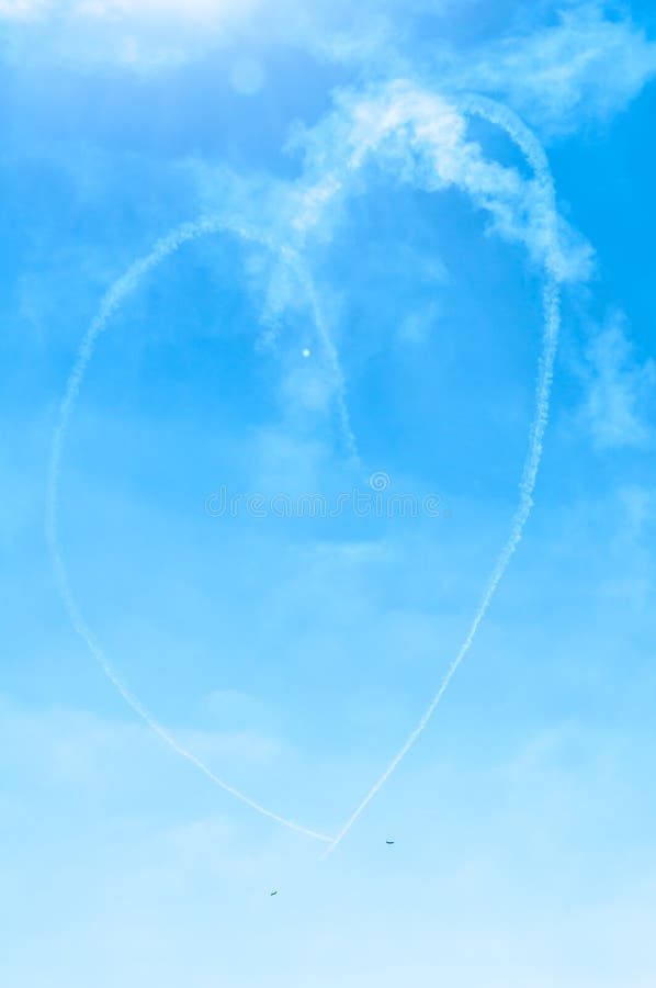 Fighter Plane Looping in Turbo Fly on the Sky Makes Heart Stock Image ...
