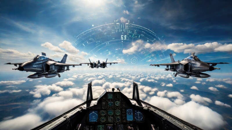 Fighter Plane S Cockpit Flying Over Sky. Generated with AI Stock ...