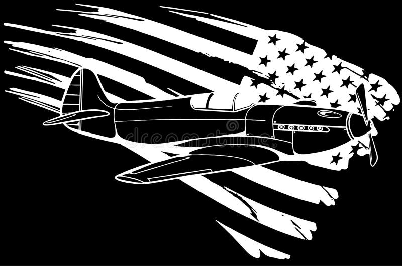 Fighter Plane in White Line on Black Background Stock Vector ...