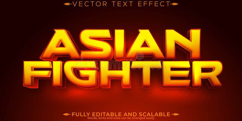 Fighter Text Effect, Editable Asian and Gaming Text Style Stock Vector ...