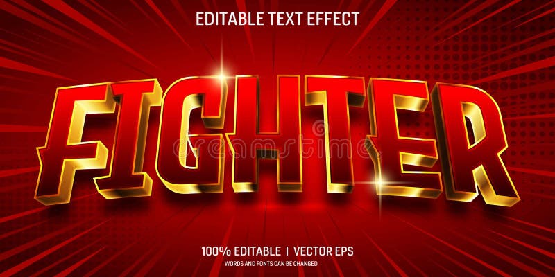Fighter Vector 3d Text Effect with Modern Style Design Stock Vector ...