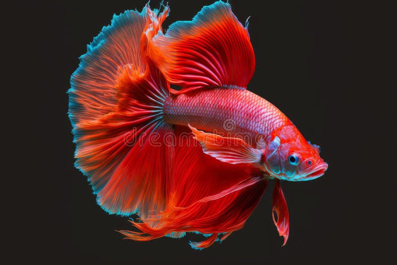 Fighting Aggressive Betta Fish Bright Red Color Stock Image - Image of ...