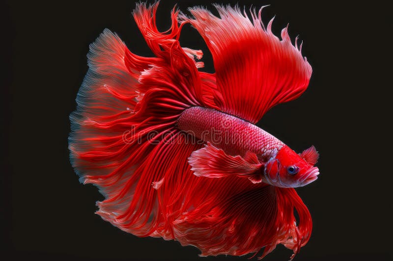 Fighting Aggressive Betta Fish Bright Red Color Stock Illustration ...
