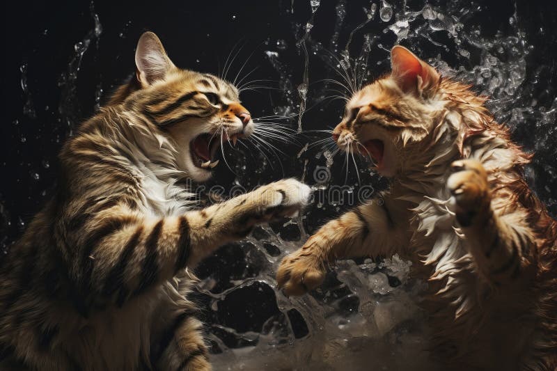 Fighting, Aggressive Cats. Generative AI Stock Photo - Image of small ...