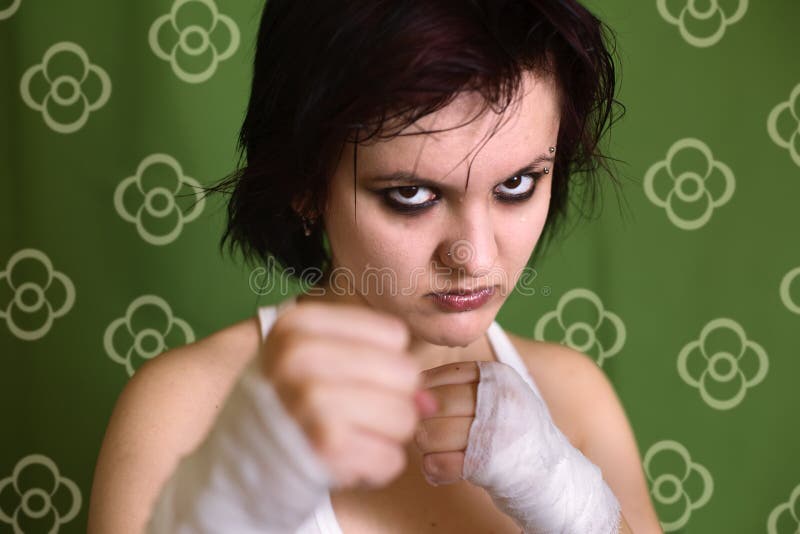 Fighting aggressive girl stock photo. Image of portrait - 13013870