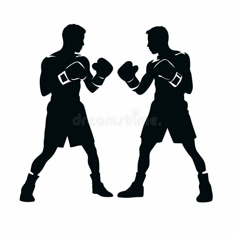 Fighting Boxers Black Icon on White Background. Fighting Boxers ...