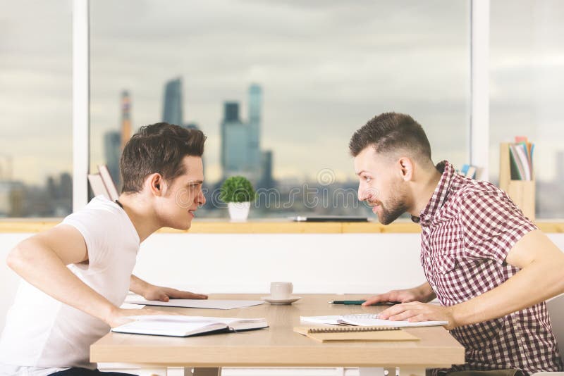 Fighting Businessmen at Work Stock Image - Image of inside, blurry ...