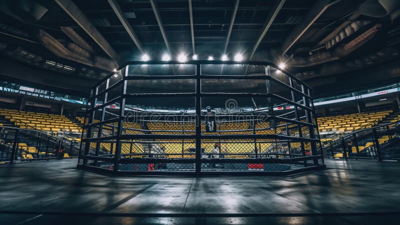 In the Fighting Cage. Interior View of Sport Arena Stock Illustration ...
