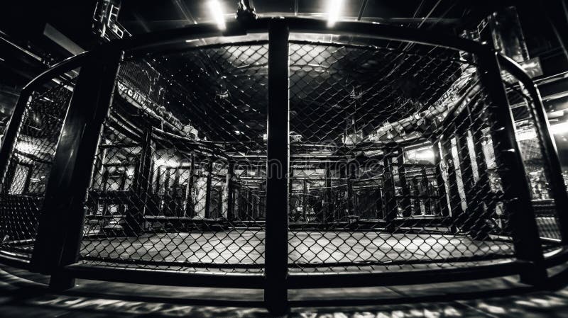 In the Fighting Cage. Interior View of Sport Arena Stock Illustration ...