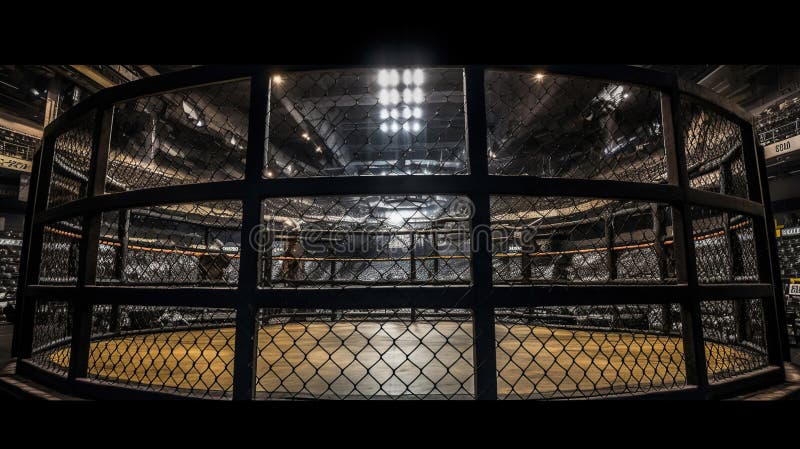 In the Fighting Cage. Interior View of Sport Arena Stock Illustration ...