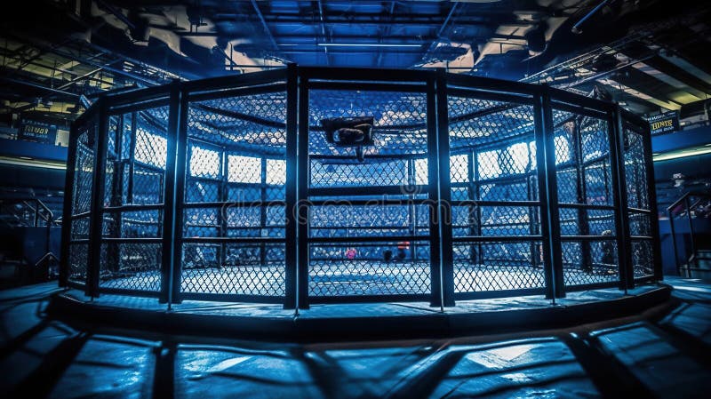 In the Fighting Cage. Interior View of Sport Arena Stock Illustration ...