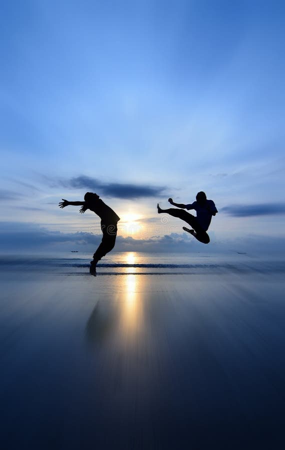Fighting an Enemy Near the Beach Stock Photo - Image of shaolin, kungfu ...