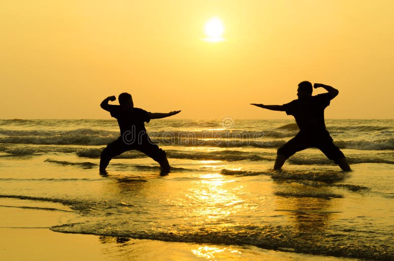 Fighting an Enemy Near the Beach Stock Photo - Image of shaolin, kungfu ...