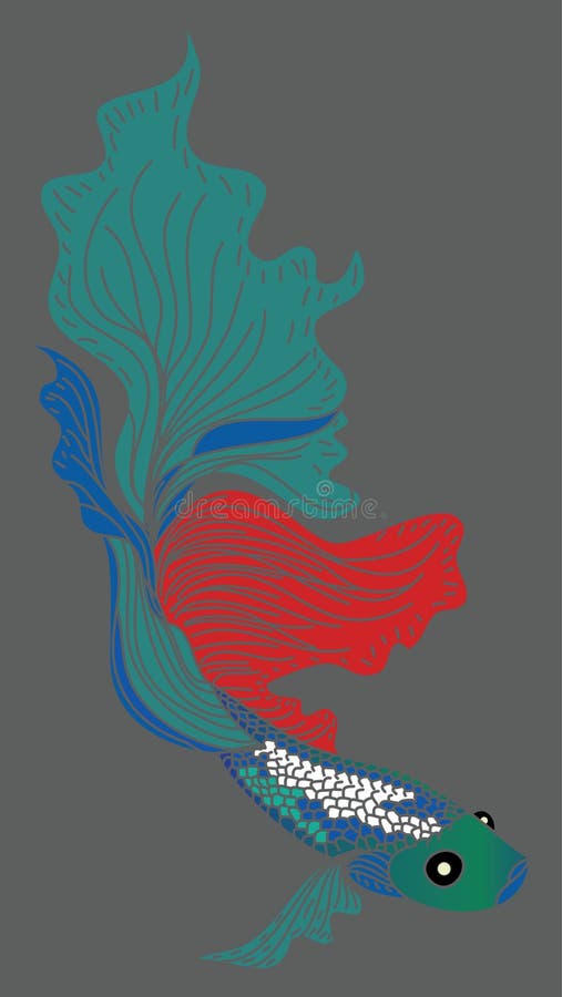 Fighting Fish Tattoo Design Vector for Sticker. Stock Vector ...