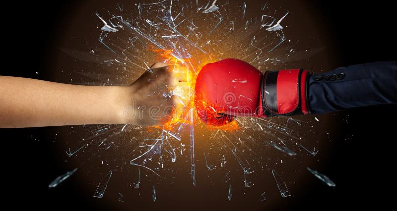 Fighting Hands Breaking Glass Stock Photo - Image of intense, break ...